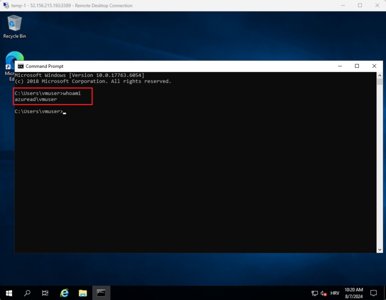 Remote Desktop connection to an Entra ID-joined Windows Server with ...